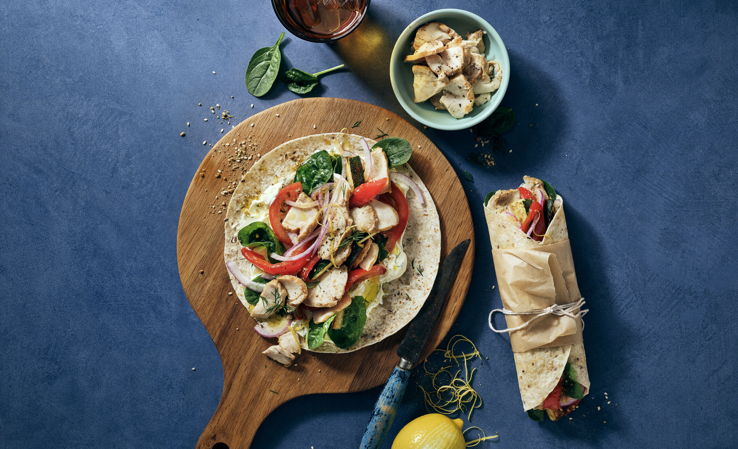 Roast Chicken Greek Style Wraps