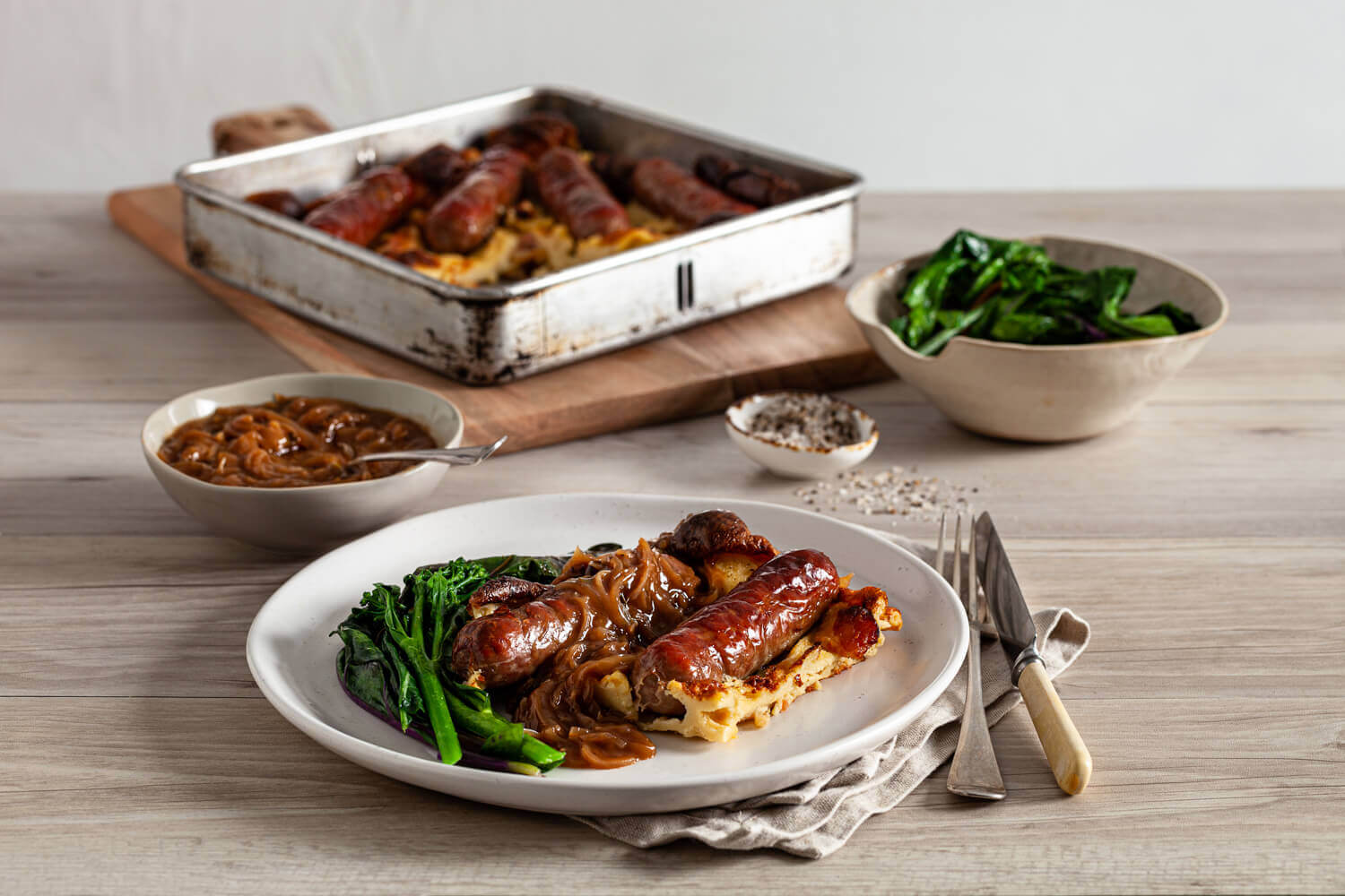 Toad in the Hole, Angus Beef Sausages with Red Onion Gravy